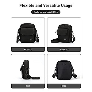 Black Small Side Shoulder Bag Crossbody Bag For Men Women Mini Messenger Bag Satchel Bag Travel Purse Wallet Passport Holder Bag, Cell Phone Purse Neck Pouch Wallet- Unisex