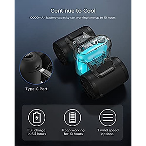 ICEBIRDS Portable Waist Clip Fan New Personal Belt & Outdoor Body Fan, 10000mAh Rechargeable Battery Powered Hanging Neck Fan, Super Strong Airflow, 3 Speed for Outdoor Workers, Hiking