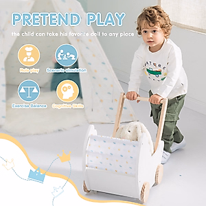 Crown Children 2-in-1 Baby Learning Walker Wooden Strollers- Toddler Baby Push Walker Toys with Wheels for Girls Boys 1-3 Years Old, Wagon Toy Walkers Sturdy Construction (Boat)