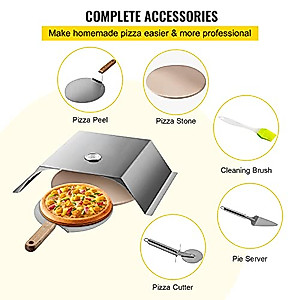 VEVOR Pizza Oven for Outside - Portable Pizza Oven Kit with Pizza Stone, Pizza Shovel, Pizza Cutter, Thermometer for Camping，Stainless Steel Camp Pizza Oven, (13 inch, Silver)