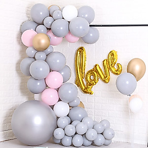 KALOR Grey Balloons,100 Pcs 5 Inch Mini Matte Latex Balloons for Balloon Garland Arch, Birthday Decoration, Wedding Party, Baby Shower Decorations
