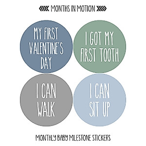 Baby Monthly Stickers | Milestone Stickers | Newborn Month Stickers for Baby Girl or Boy | Gender Neutral Stickers | Birth Announcement (Set of 24)
