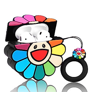 Besoar for AirPods 2&1 Case Cartoon Cute Kawaii Silicone Cases for Apple AirPod Air Pods 1/2 Design Cover Cool Unique Fashion Fun Funny Soft Coves for Girls Girly Boys(Chromatic Flowers)