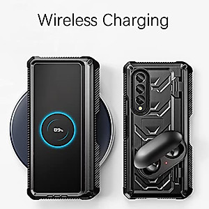 DR.DESIRE for Samsung Galaxy Z Fold 4 Case,Android Rugged Armor Pro Full Body Protection Cover with S Pen Holder Screen Protector and Stand Black