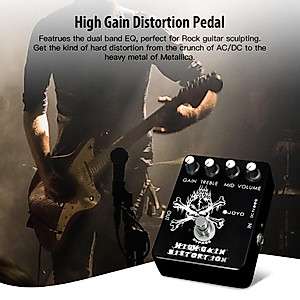 JOYO High Gain Distortion Pedal from AC/DC Crunch to Heavy Metal with Full Range EQ for Electric Guitar Effect - Bypass (JF-04)