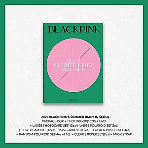 Blackpink '2020 Summer Diary in Seoul' DVD+152p PhotoBook+12p Large PhotoCard+2p Large Polaroid+12p Card+12p Post+4p Poster On Pack+4p Polaroid+2p Clear Sticker+Message PhotoCard Set+Tracking Kpop