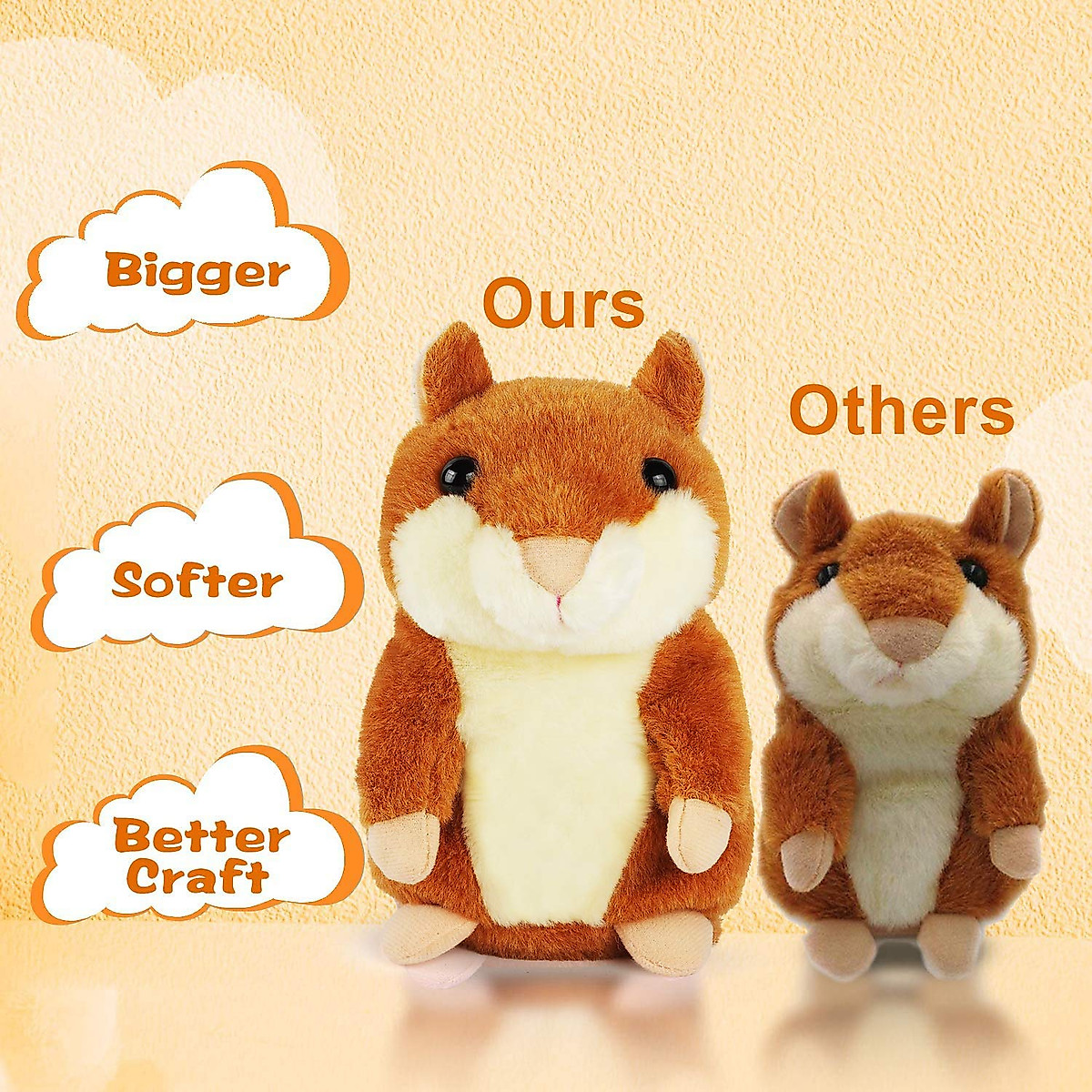 KMUYSL Toddler Toys Hamster Repeats What You Say Toys for 3 4 5+ Years Old, Stocking Stuffers for Boys Girls, Interactive Fun Toys for Kids, Birthday Gifts for Baby Toddlers