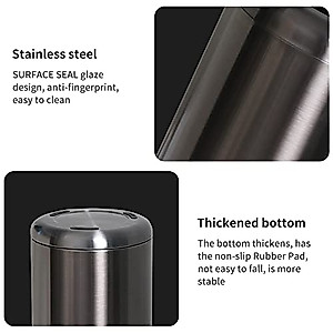 LEASYLIFE Brushed Stainless Steel Trash can,Open Top Wastebasket Bin,Garbage Can for Bathroom,Living Room,Office,Kitchen,Bedroom,Hotel (Black Gold)