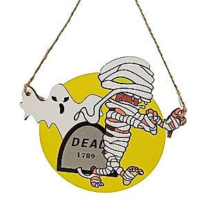 Halloween Door Sign Halloween Door Decorations Halloween Wooden Hanging Sign Wreath for Holiday Home Bakery Classroom Farmhouse Window Decor 6 Inch