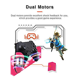 Wireless Switch Pro Controller for Nintendo Switch with Adjustable Turbo Function,Dual Vibration Function,Gyro 6-Axis and High Battery Life. Remote Gamepad Joystick for Switch Console, Red&Blue