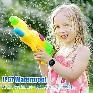 4G Watch Phone for Children, Kids Smart Watch, 2-Way Calls, GPS Location, IP67 Waterproof, Messages, School Mode, SOS, Video Calls, Camera, Remote Control, Torch, Pedometer Smartwatch (Concise Blue)