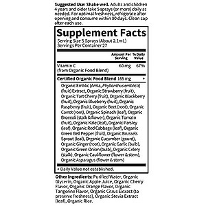 Garden of Life Organic Vitamin C for Kids and Adults, mykind Organics Vitamin C Spray for Skin Health - Cherry Tangerine, Vitamin C Supplement Antioxidant for Immune Support, 2 fl oz Liquid Drops