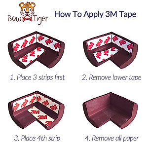 Premium Corner Guards from Bow-Tiger™ - 16 Corner Cushion Bumpers - Extra Dense Safety Foam Furniture and Table Protectors - Coffee