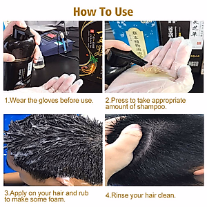 Instant Hair Colouring Shampoo, 3 in 1 Black Hair Shampoo, Instant Black Hair Dye Shampoo Darkening Shampoo Hair Growth Shampoo for Men Women, Regain Colour & Youth for Your Hair