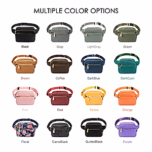 ZORFIN Fanny Packs for Women Men, Belt Bag with 4 Zipper Pockets, Fashion Crossbody Bags, Large Capacity Waist Packs with Adjustable Strap for Workout/Running/Hiking (Black2)