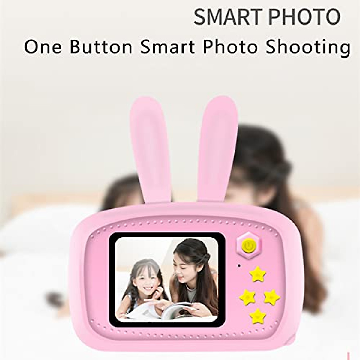 Jeanoko Kids Camera, Children Photo Camera Protective Case Portable GC0308 Sensor MP3 Function for Fun(Pink)
