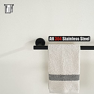 JQK Black Towel Bar, 24 Inch 304 Stainless Steel Thicken 0.8mm Towel Rack Bathroom, Towel Holder Matte Black Wall Mount, Total Length 27 Inch, TB110L24-PB