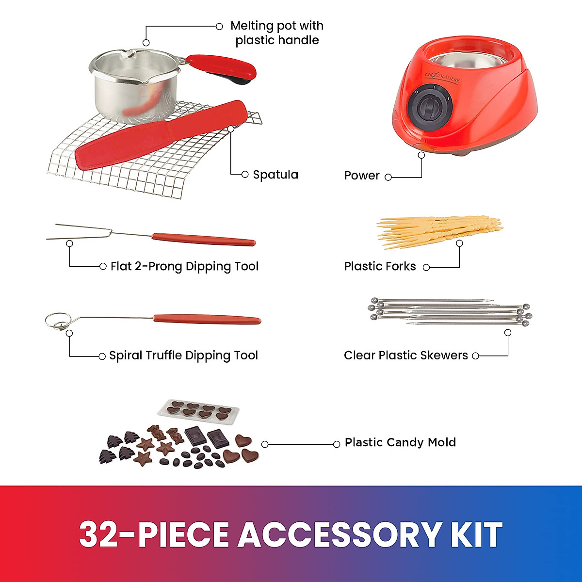 Chocolatiere - Electric Chocolate Melting Pot in Red