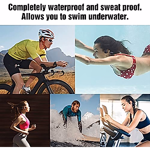 Waterproof Bone Conduction Headphones, Open Ear Swimming Headphone with Built-in 8G Memory(Donot USE Bluetooth Connection for Swimming), Bluetooth Headphones for Running Cycling Surfing(Black)