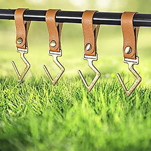 MolonButterfly Rustic Brown Leather S Hooks - Set of 8 Heavy Duty Multi-Purpose Hooks for Hanging Pots, Pans, Utensils, and More in Kitchen, Closet, RV - Stylish and Durable Storage Solution