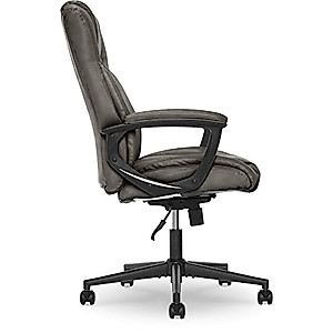 Serta Executive High Back Office Chair with Lumbar Support Ergonomic Upholstered Swivel Gaming Friendly Design, Bonded Leather, Space Gray