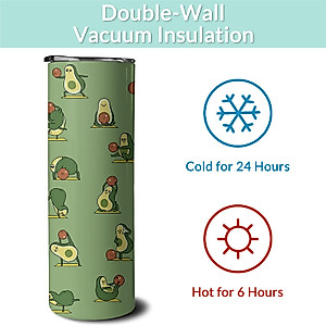 20 oz Avocado Skinny Tumblers with Lid and Straw, Avocado Stainless Steel Vacuum Insulated Travel Coffee Mug Cup Water Bottle, Avocado Decor Stuff Accessories, Gifts for Women Girls Avocado Lover