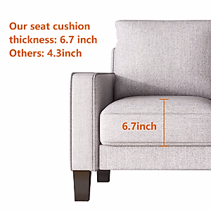 Myshle 2+3 Sectional Sofa with Storage, Sleeper Couch Chaise with Square Arm,Upholstered Sofa with Seat Cushion and Wood Leg for Living Room,Bedroom,Office,Relax Lounge, Polyester, Light Grey