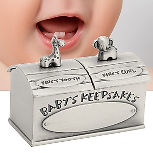 Pssopp Fetal Hair Box Metal High-End Keepsake Tooth and Box European Baby Collection Box for Kids Children Gifts(Ancient tin)