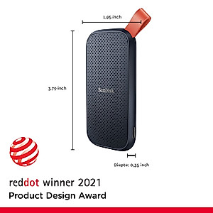 SanDisk 480GB Portable SSD, External Solid State Drive, Speeds Up to 520MB/s, External NVMe Solid State Drive, Rugged SSD, Heavy Duty Rubber Hook, Grey