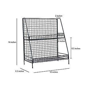 Black 2 Tier Wire Basket Bathroom Organizer Shelves Cosmetic Makeup Organizer Dresser Countertop Storage Spice Rack Desktop Freestanding Jars Bottles Holder