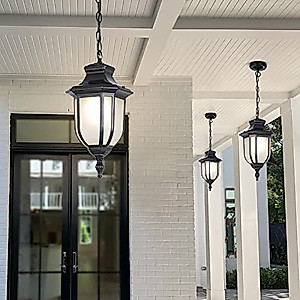 DAHGEO Outdoor Pendant Lights Waterproof Hanging Lights Fixture Corridor Courtyard Decoration Ceiling Lamp Aisle Villa Garden Pavilion Pendant Lantern Grape Frame Hanging Lamp