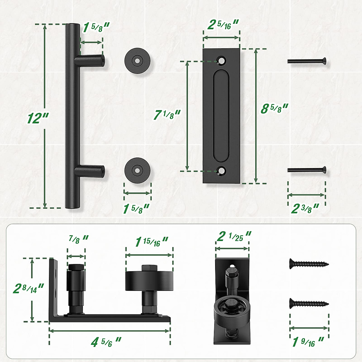 HomLxclx 42in x 84in Barn Door with 8ft Sliding Barn Door Hardware Kit & 12inch Handles & Floor Guide, DIY Unfinished Solid Wood Barn Door Slab, Natural Pine Wood, Pre-Drilled for Install, K-Frame