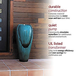 Alpine Corporation DIG100XS w/LED Light Water Jar Fountain, 32 Inch Tall, Turquoise