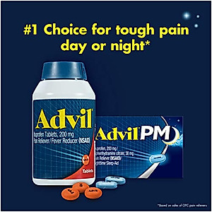 Advil Pain Reliever and Fever Reducer, Ibuprofen 200mg for Pain Relief - 300 Count, Advil PM Pain Reliever and Nighttime Sleep Aid, Ibuprofen for Pain Relief and Diphenhydramine Citrate - 20 Count