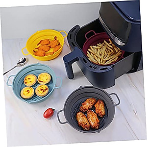 Alipis 2pcs Air Fryer Tray Silicone Bakeware Round Tray Non Stick Baking Sheet Folding Silicone Air Fryer Basket Air Fryer Liner Oven Liner Silicone Air Fryer Pad Reusable Air Fryer Mat