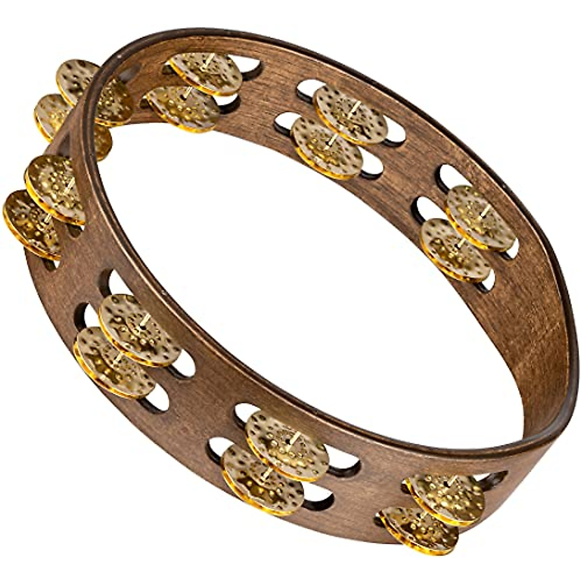 Meinl Percussion TA2V-WB 10-Inch Vintage Wood Tambourine with Double Row Hammered Brass Jingles