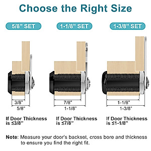Pertinel Cam Locks Black Cabinet Locks Keyed Alike, 1-3/8'' (Length) Cylinder Secure Files Drawers RV Storage Locks Replacement Set, Zinc Alloy (Black 1-3/8 Inch 2Pcs)