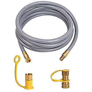 Empava ID Natural Hose Quick Disconnect Gas Connect with 3/8” Female Pipe Thread 15 FT CSA Certified, Grey