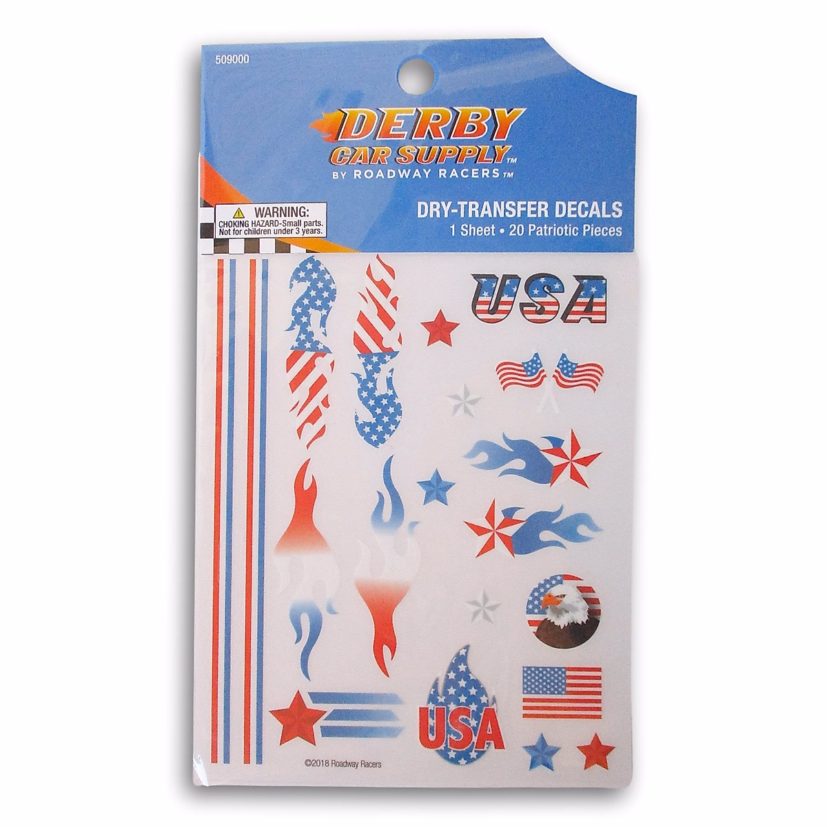 Stickabilities Patriotic Derby Car Dry Decals for Derby Racer 1 Sheet - 20 Patriotic Pieces