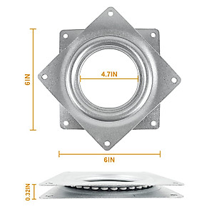 seewavom 6 inch Lazy Suans Hardware, 4 Pack Square Lazy Suan Hardware Turntable Bearings Rotating Bearing Plate Furniture Hardware for Kitchen Storage Racks Craft Table