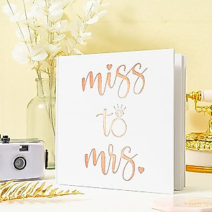 Calculs Polaroid 'miss to mrs' Picture Book Bridal Shower Guest Book Blank Pages for Instant Film Rose Gold Bachelorette Party Sign in Book 8.5” Square White Cover Rose Gold Foil Stamping