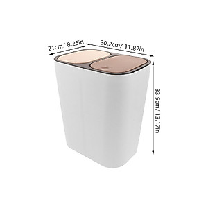 VOSAREA Dual Compartment Trash Can, Double Garbage Can Recycling Bin with Press-Open Lid Sorting Trash Can Plastic 2 Dry and Wet Classified Wastebasket for Kitchen Waste Container