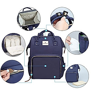Ramhorn Diaper Bag Backpack Multifunctional Travel Back Pack Maternity Baby Changing Bags Waterproof Large Capacity For Baby Care Dark blue
