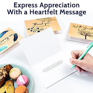 T MARIE 24 Funeral Thank You Cards With Message Inside - 4.5 x 6.25” Rustic Kraft Style Bulk Sympathy Thank You Cards with Envelopes - Memorial, and Bereavement Boxed Set Thank You Notes