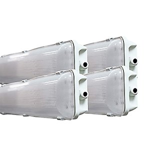 Orilis (4-Pack LED Vapor Tight Lights | 4FT Garage Shop Light Waterproof Fixtures | Commercial Water Resistant Lighting for Outdoor Parking Lot Car Wash Warehouse Patio | 6500K IP65 85-277V