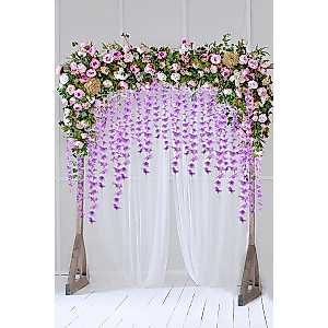 MACTING 6 Pack Artificial Wisteria Flower,3.6 Feet Fake Wisteria Vine Ratta,Hanging Silk Wisteria Flowers String for Home,Party,Wedding, Garden, Wall Decoration(Purple)