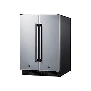 Summit Appliance FFRF24SS 24" Wide Built-In Refrigerator-Freezer, All-in-one Design, Stainless Steel Door Fronts, Black Cabinet, 115V AC/60Hz, High Temperature Alarm, LED Lighting, Digital Thermostat