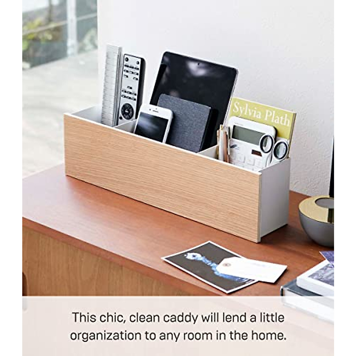 Yamazaki Home Storage Box | Steel | Desk Organizer, One Size, Ash