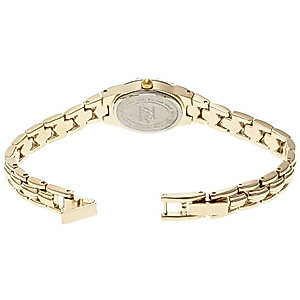 Armitron Women's 75/3313CHGP Oval Faceted Wall-to-Wall Genuine Crystal Gold-Tone Bracelet Watch