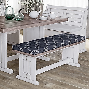 Ambesonne Navy Blue Bench Cushion, Navy Inspired Sailor Knot Rope Pattern Illustration Nautical Abstract Design, Standard Size Foam Pad with Decorative Fabric Cover, 45" x 15" x 2", Blue Cream